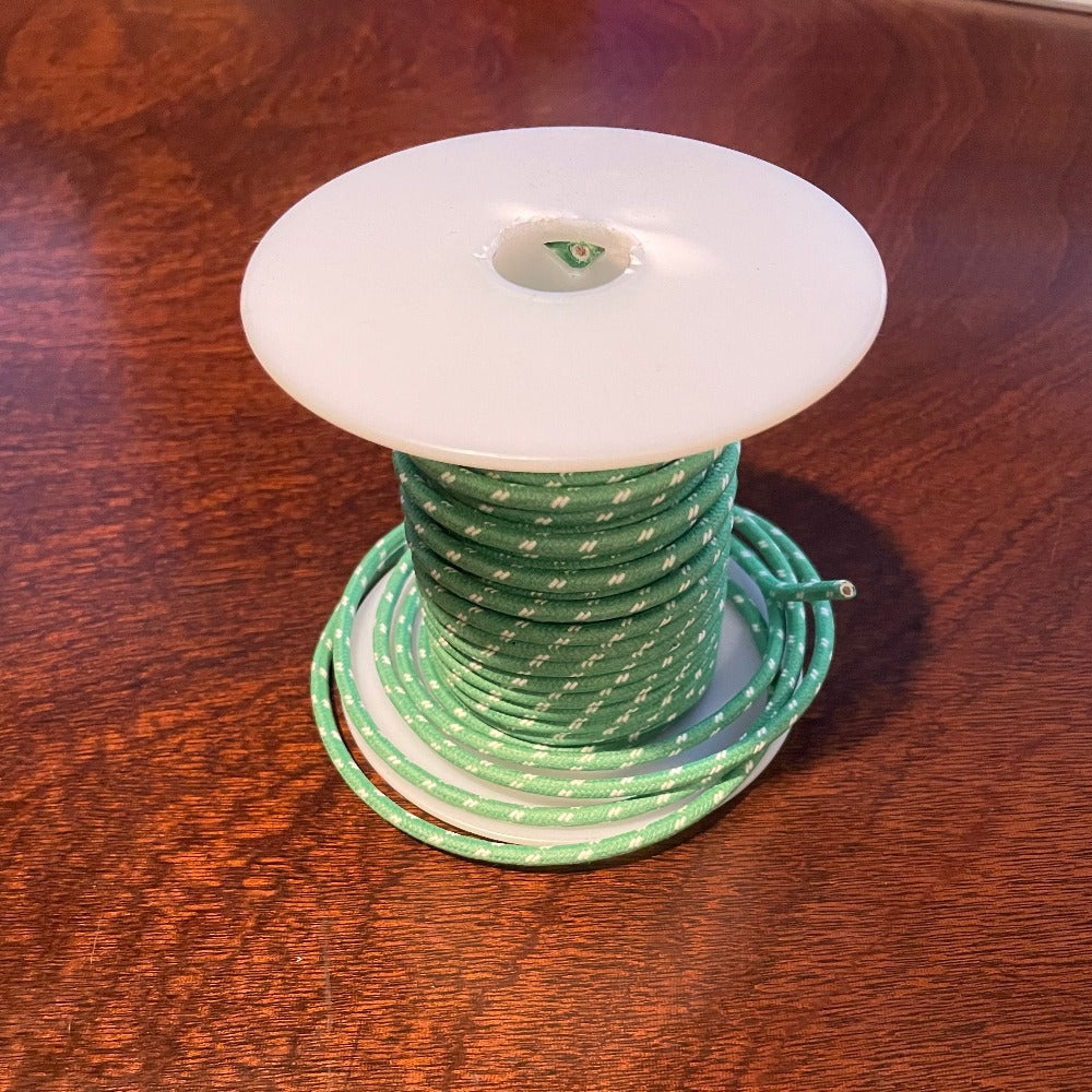 Electrical Wire - 16 Gauge Green with 2 White Tracers Cloth Covered 10 ...